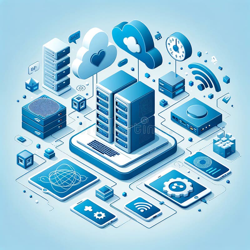 Isometric Tech Devices Interconnected, Symbolizing Cloud Computing and ...