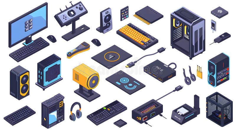 Isometric Tech Gadgets Galore Stock Illustration - Illustration of ...