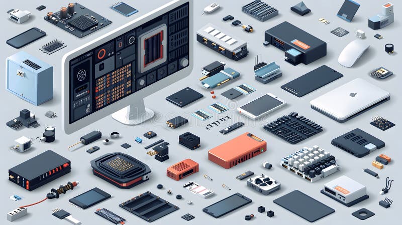 Isometric Tech Gadgets Galore Stock Illustration - Illustration of ...