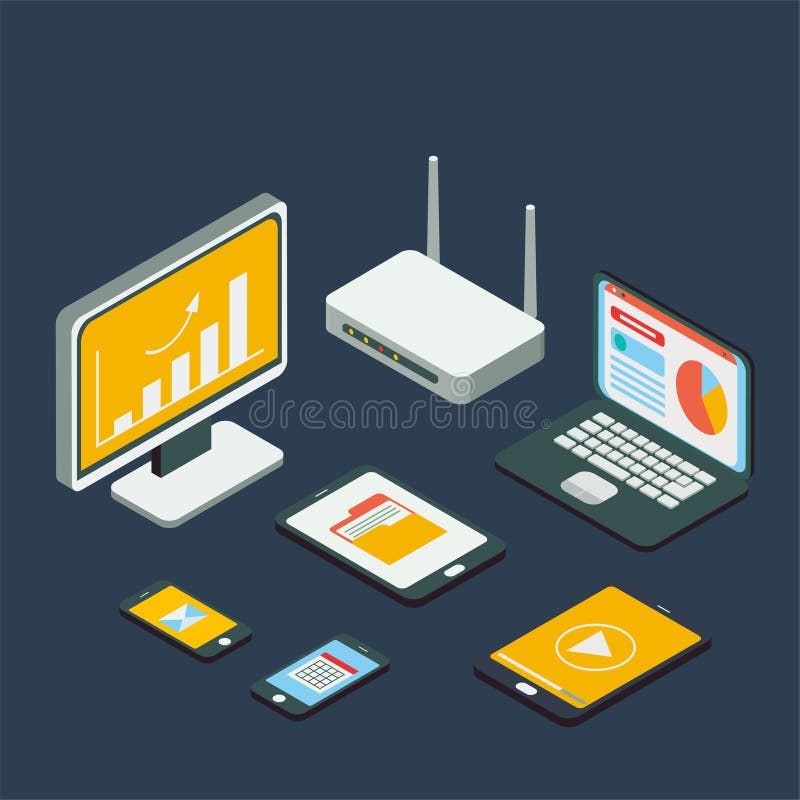 Isometric Technologies Details Set Stock Vector - Illustration of clock, mouse: 102459398