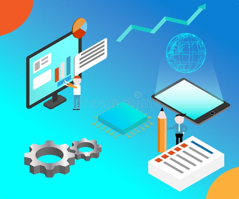 Isometric Technology Business and UI UX Concept Stock Vector ...