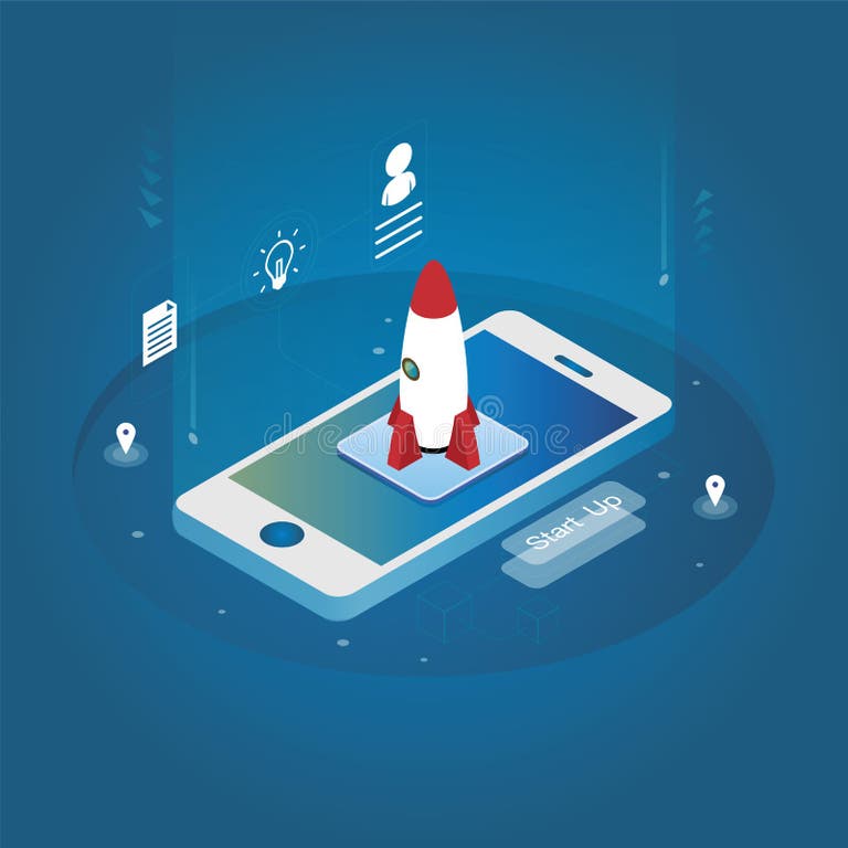 Isometric Technology Rocket Mobile Phone Stock Vector - Illustration of ...