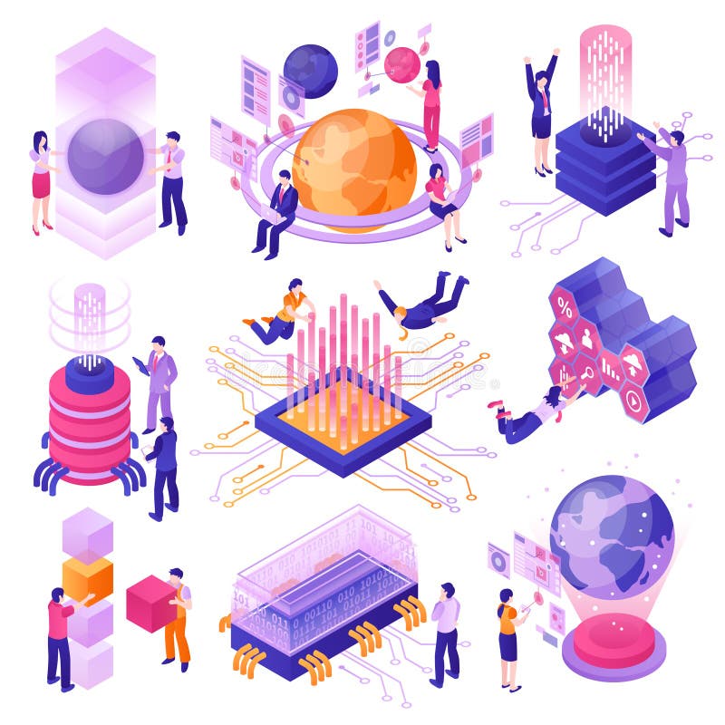 Isometric Technology Set stock vector. Illustration of monitor - 212648692