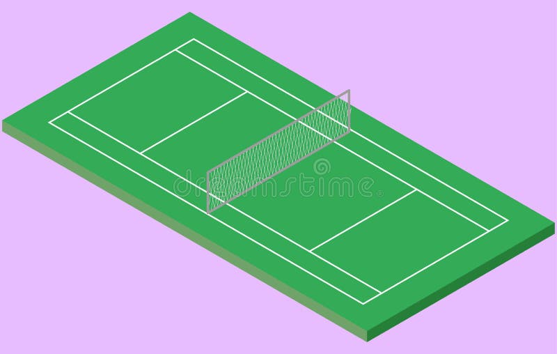 Isometric Tennis Court in Vector Stock Vector - Illustration of line ...