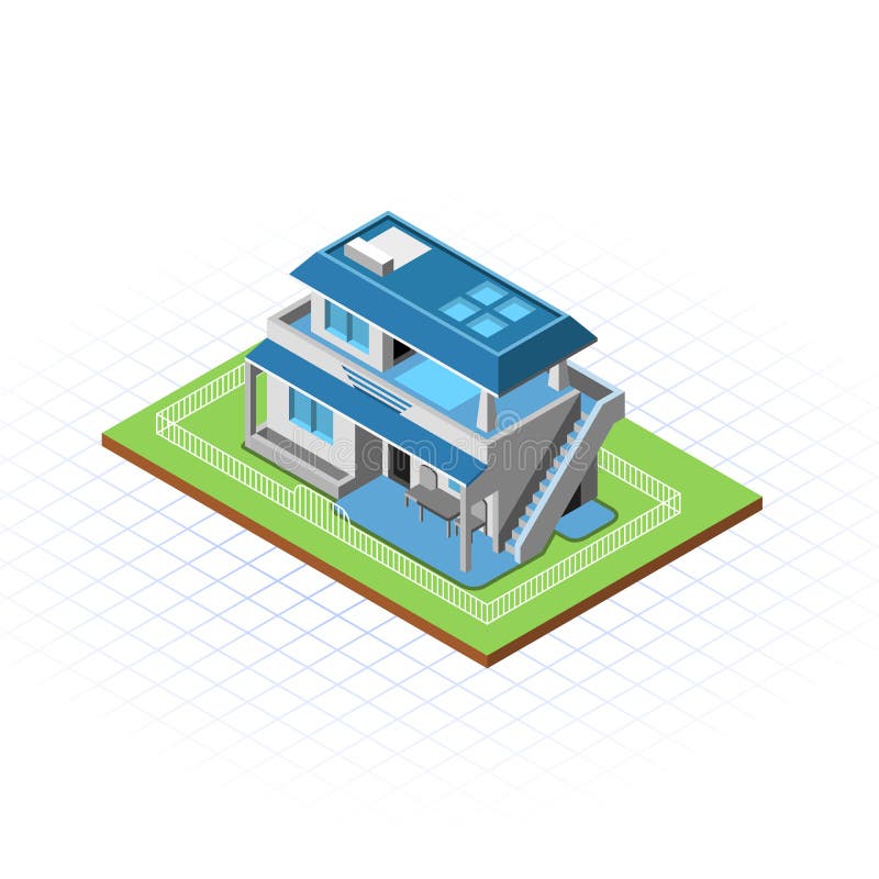Vector isometric building stock vector. Illustration of home - 25916069