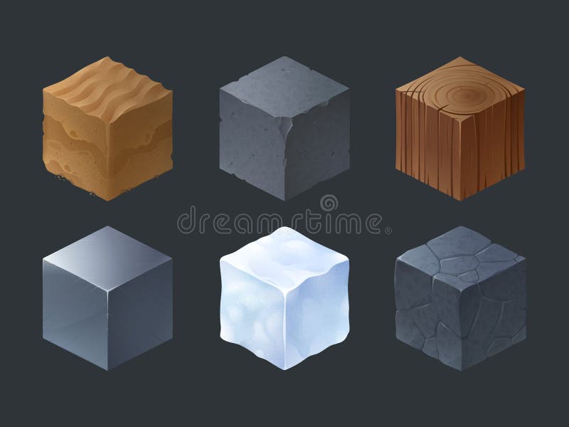 Isometric Texture Cubes for Game Stock Vector - Illustration of ...