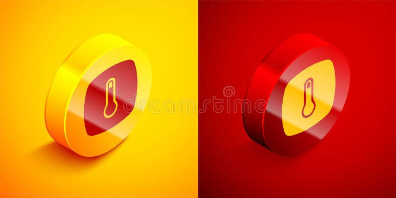 Isometric Thermostat Icon Isolated on Orange and Red Background ...