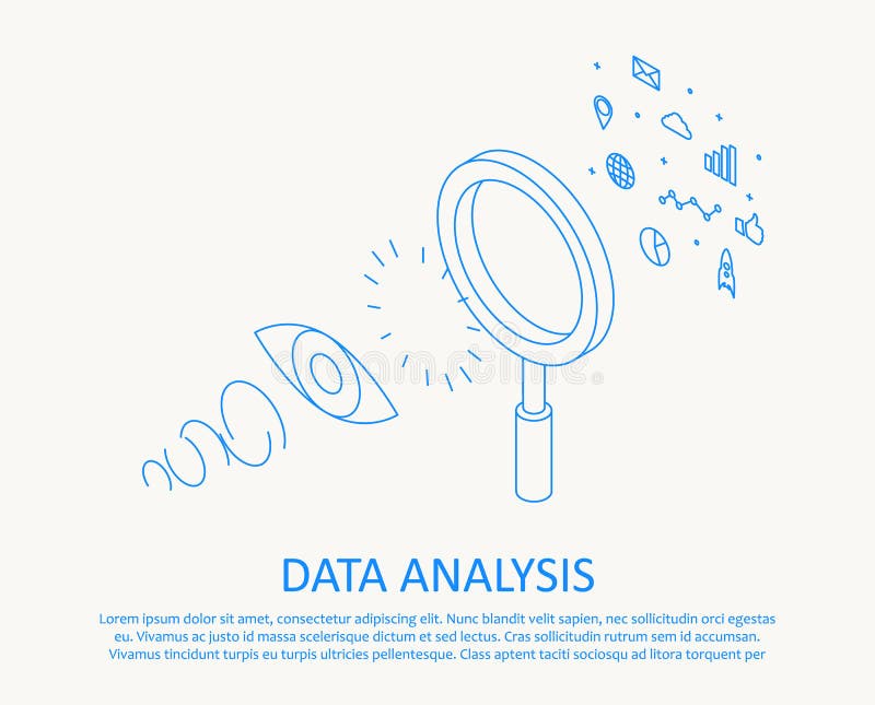 Isometric Thin Line Design Concept Data Analysis Stock Vector ...