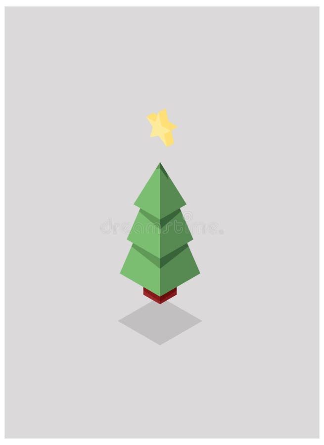Isometric Three-dimensional Christmas Tree with a Star on the Top ...