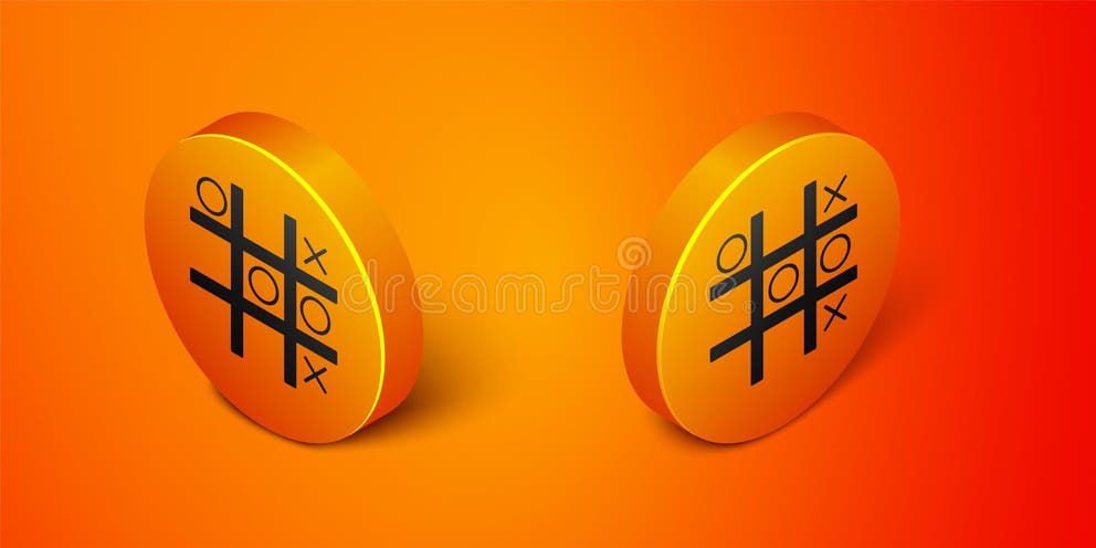 Isometric Tic Tac Toe Game Icon Isolated on Orange Background. Orange ...