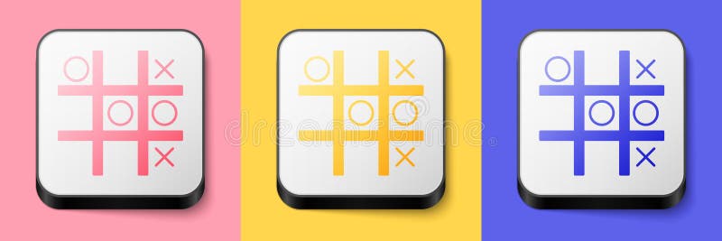Isometric Tic Tac Toe Game Icon Isolated on Pink, Yellow and Blue ...
