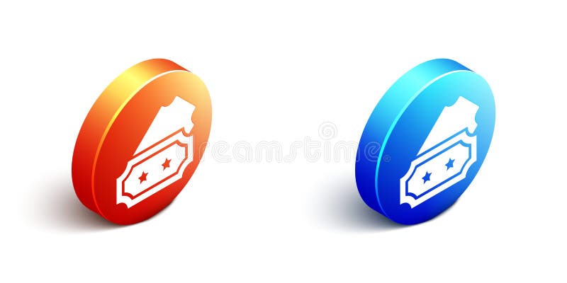 Isometric Ticket Icon Isolated on White Background. Amusement Park ...