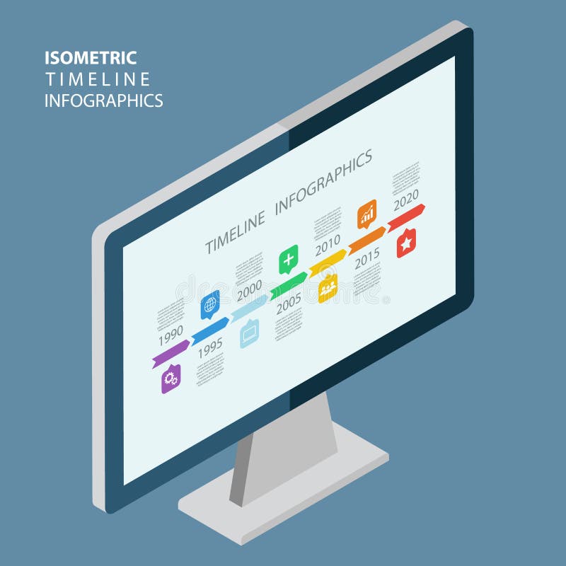 Isometric Timeline Infographic with Diagrams and Text. Stock Vector ...