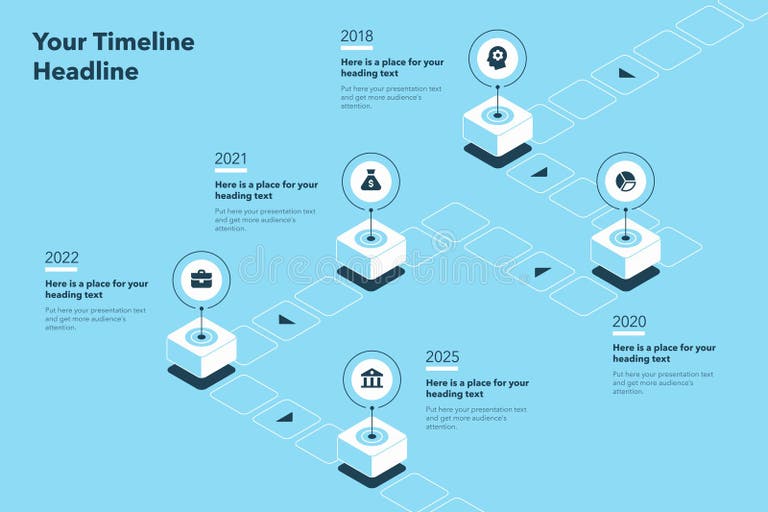 Isometric Timeline Infographic Template with Five Stages - Blue Version ...