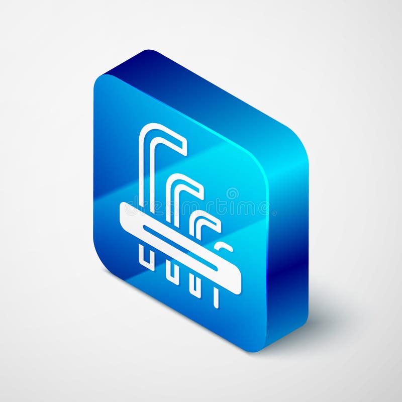 Isometric Tool Allen Keys Icon Isolated on Grey Background. Blue Square ...