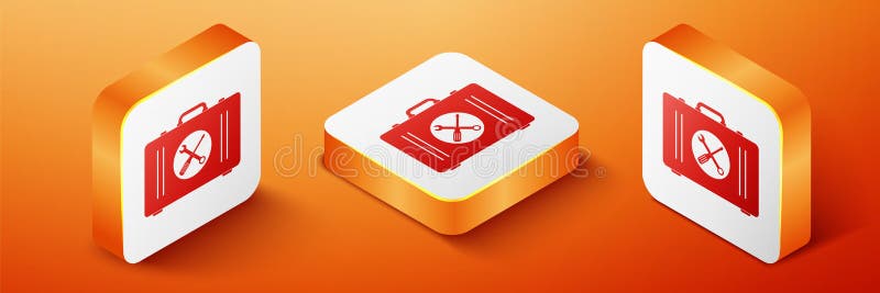 Isometric Toolbox Icon Isolated on Orange Background. Tool Box Sign ...