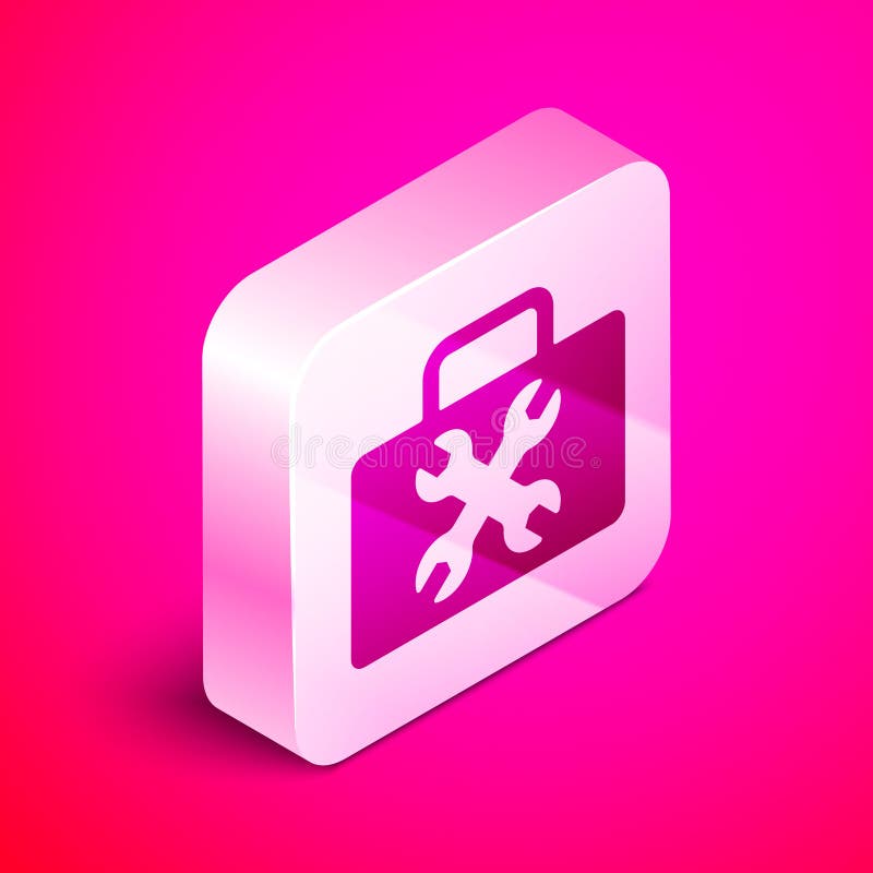 Isometric Toolbox Icon Isolated on Pink Background. Tool Box Sign ...