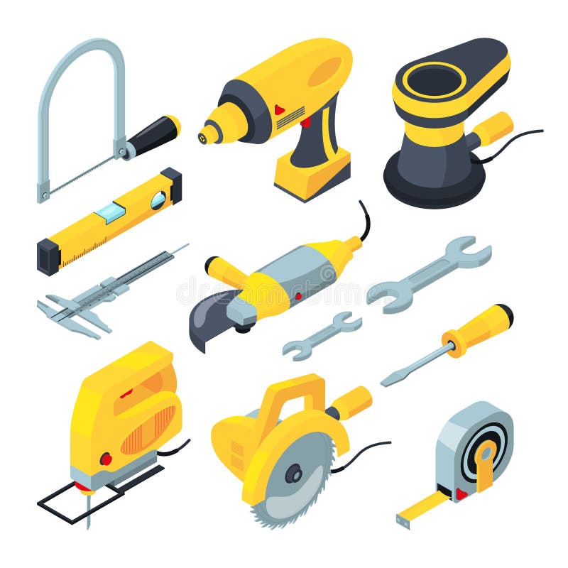 Isometric Tools for Construction. Vector 3d Illustrations Stock Vector ...