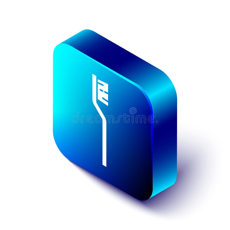 Isometric Toothbrush Icon Isolated on White Background. Blue Square ...