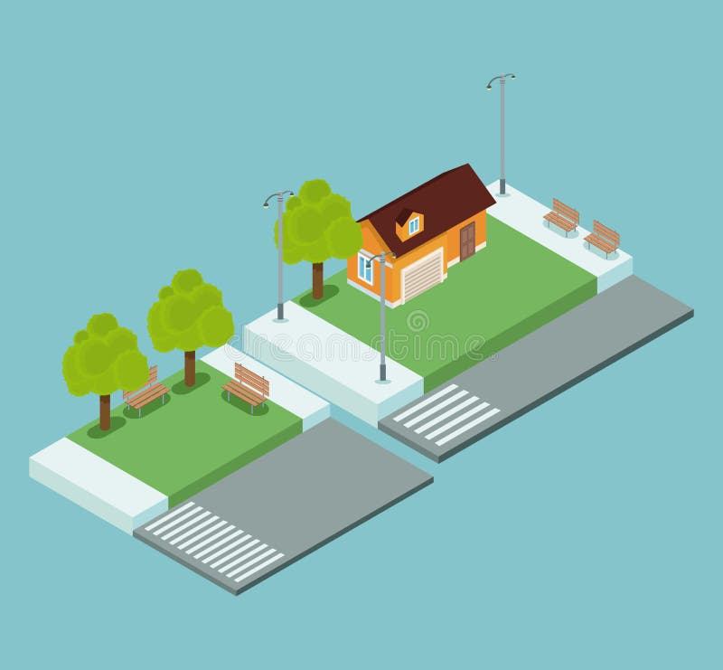 Isometric town 3d stock vector. Illustration of isometric - 108531700