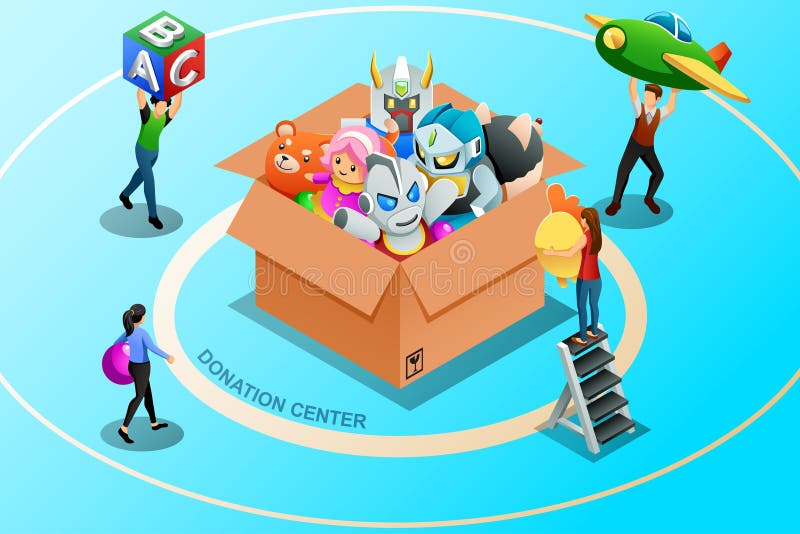 Isometric Toy Donation Concept Vector Illustration Stock Vector ...