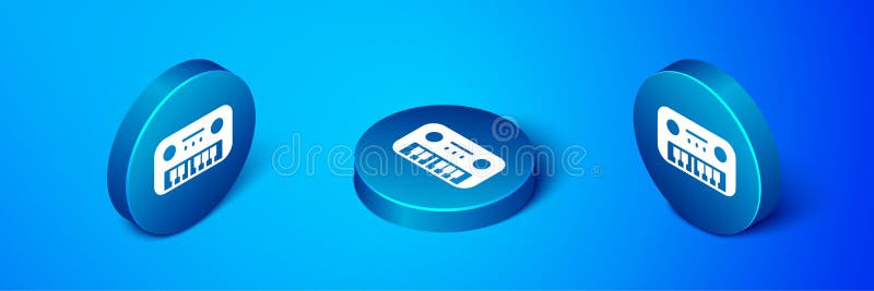 Isometric Toy Piano Icon Isolated on Blue Background. Children Toy ...