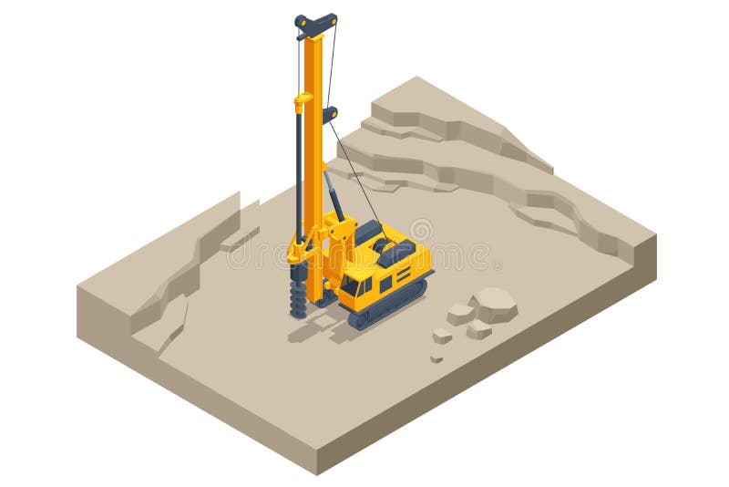 Isometric Quarry Mining Machines, Side View Mining Cart, Underground ...