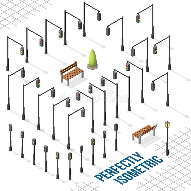 Isometric Traffic Light Combinations Stock Vector - Illustration of ...