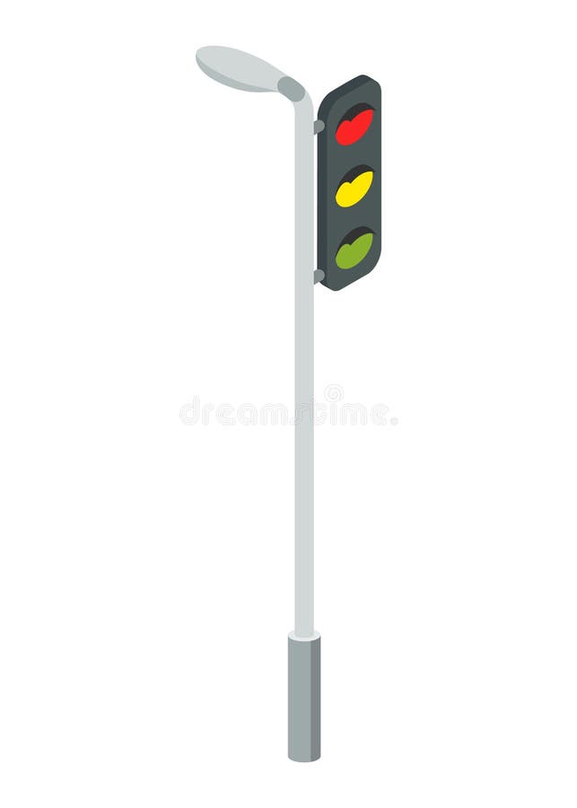 Isometric Traffic Light Icon. Traffic Light on Base. City Isometric ...