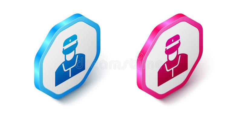 Isometric Train Conductor Icon Isolated on White Background. Hexagon ...