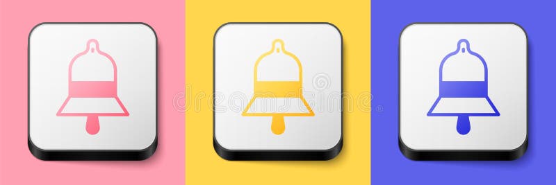 Isometric Train Station Bell Icon Isolated on Pink, Yellow and Blue ...