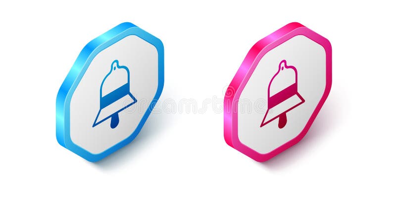 Isometric Train Station Bell Icon Isolated on White Background. Hexagon ...
