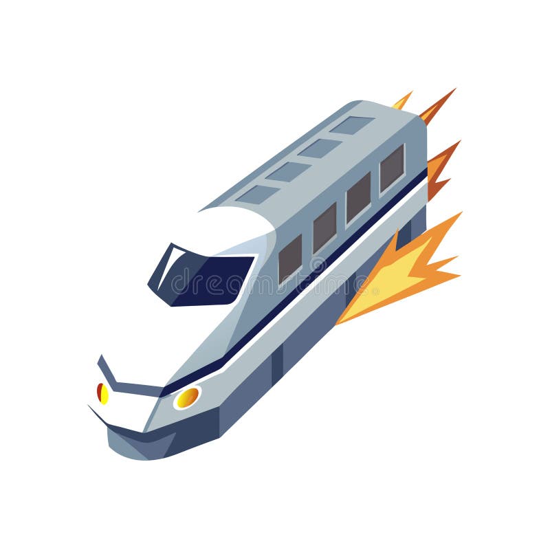 Isometric Train Vector with Fire: Concept, Fast Travel Stock ...