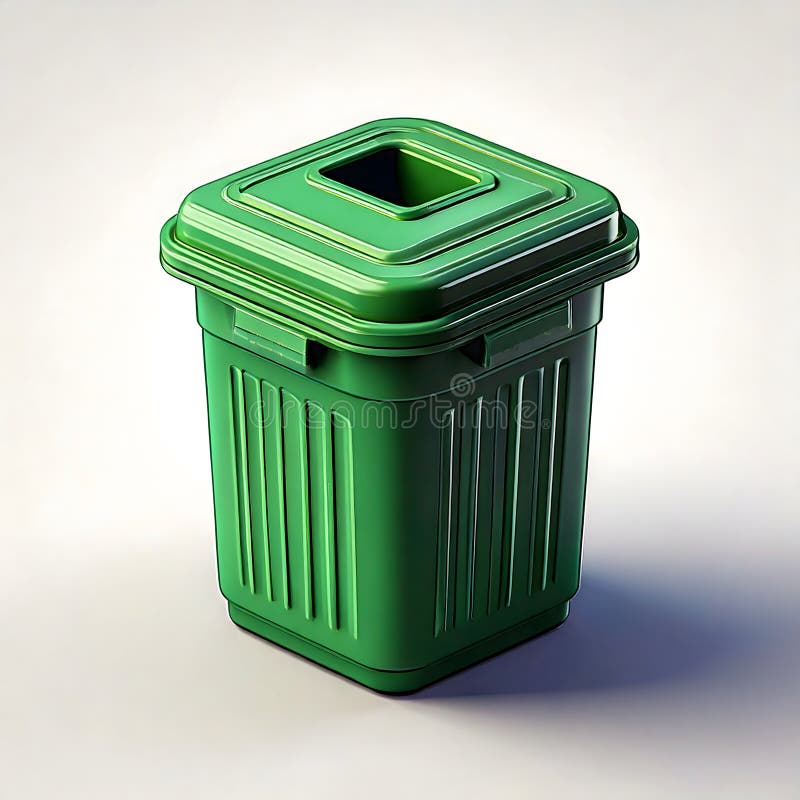 Isometric Trash Bin Icon stock illustration. Illustration of icon ...