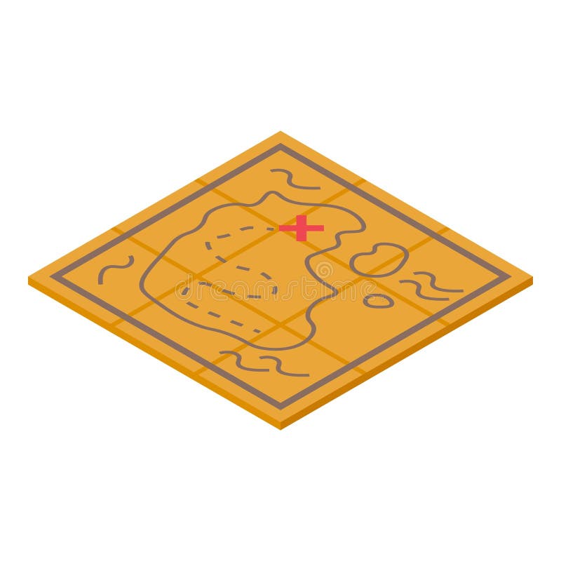 Isometric Treasure Map Showing X Marks the Spot Stock Vector ...