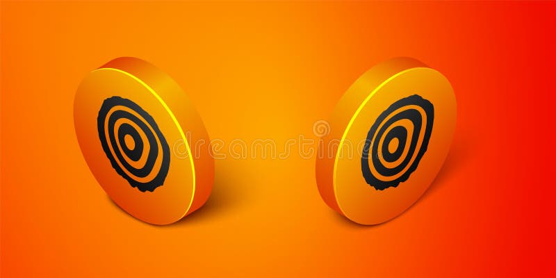 Isometric Tree Rings Icon Isolated on Orange Background. Wooden Cross ...