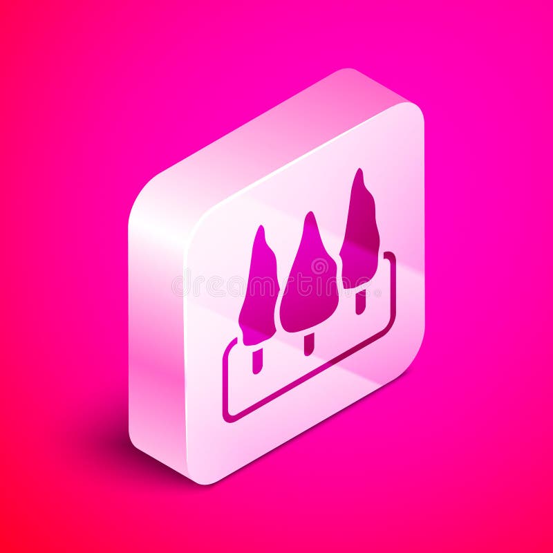 Isometric Trees Icon Isolated on Pink Background. Forest Symbol. Silver ...