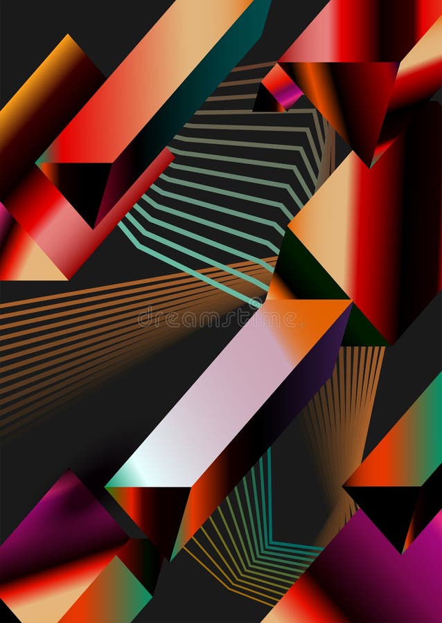 Isometric Triangles with Bright Line Gradients Stock Vector ...