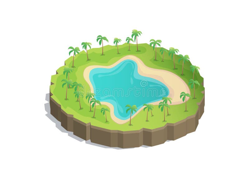 Isometric tropical island stock vector. Illustration of stone - 296217310