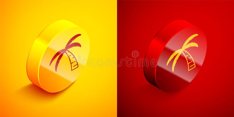 Isometric Tropical Palm Tree Icon Isolated on Orange and Red Background ...