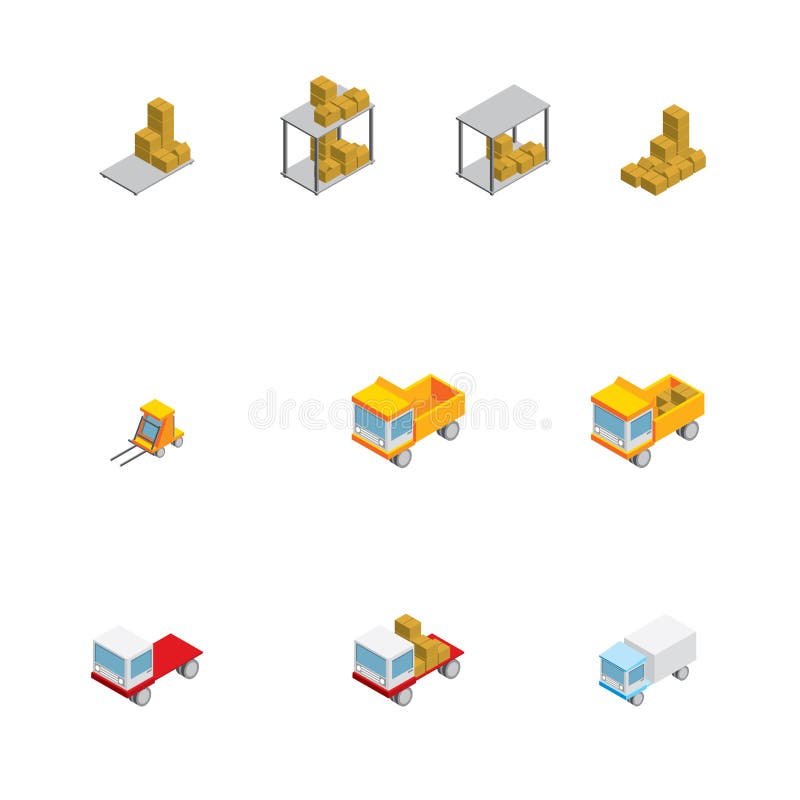 Vector Isometric Set of Storage Shalving or Rack. Stock Vector ...