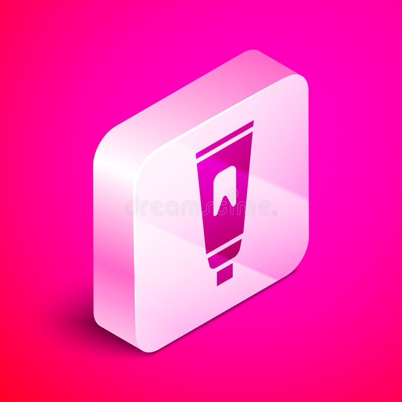 Isometric Tube of Toothpaste Icon Isolated on Pink Background. Silver ...