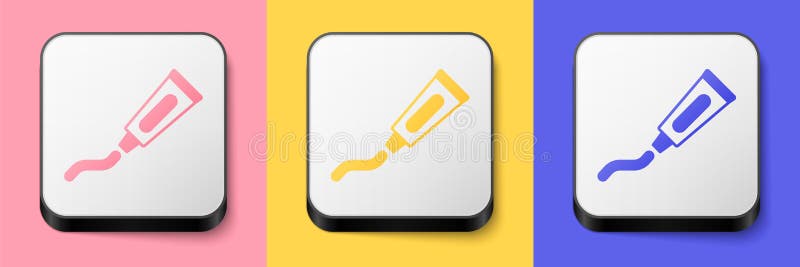 Isometric Tube of Toothpaste Icon Isolated on Pink, Yellow and Blue ...