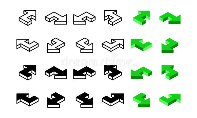 Turn Direction Arrow Icon. with Isometric Style Stock Vector ...