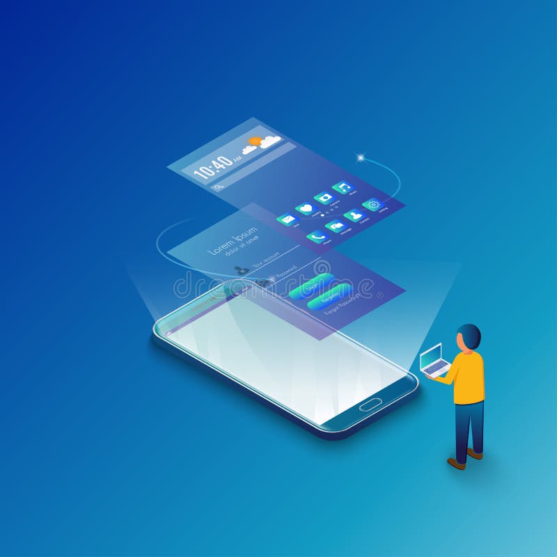 Isometric UI Flowchart. Mockup Mobile Application Concept Isometric ...
