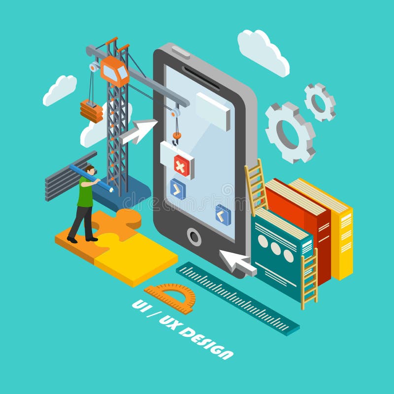 Isometric Ui Ux Design Concept. Stock Vector - Illustration of laptop ...