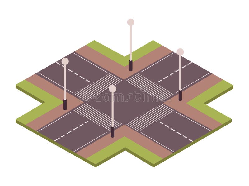 Isometric Uncontrolled Intersection Composition Stock Vector ...