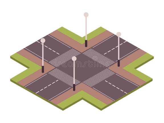 Isometric Uncontrolled Intersection Composition Stock Vector ...