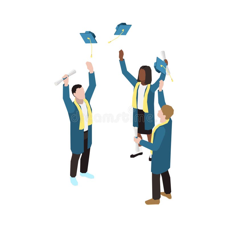 Isometric University Graduates Stock Vector - Illustration of academic ...