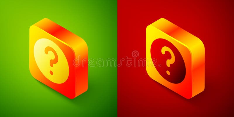 Isometric Unknown Search Icon Isolated on Green and Red Background ...